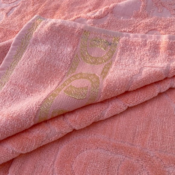 Bath | Luxury Towel Bath Pink Towel Gold Tone Embroidery Soft Long ...